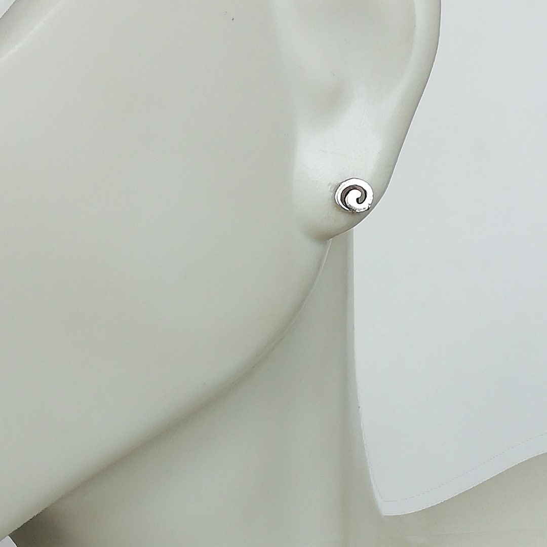 Sterling Silver Spiral Ear Studs | Delicate Ear Studs | Minimalist ...