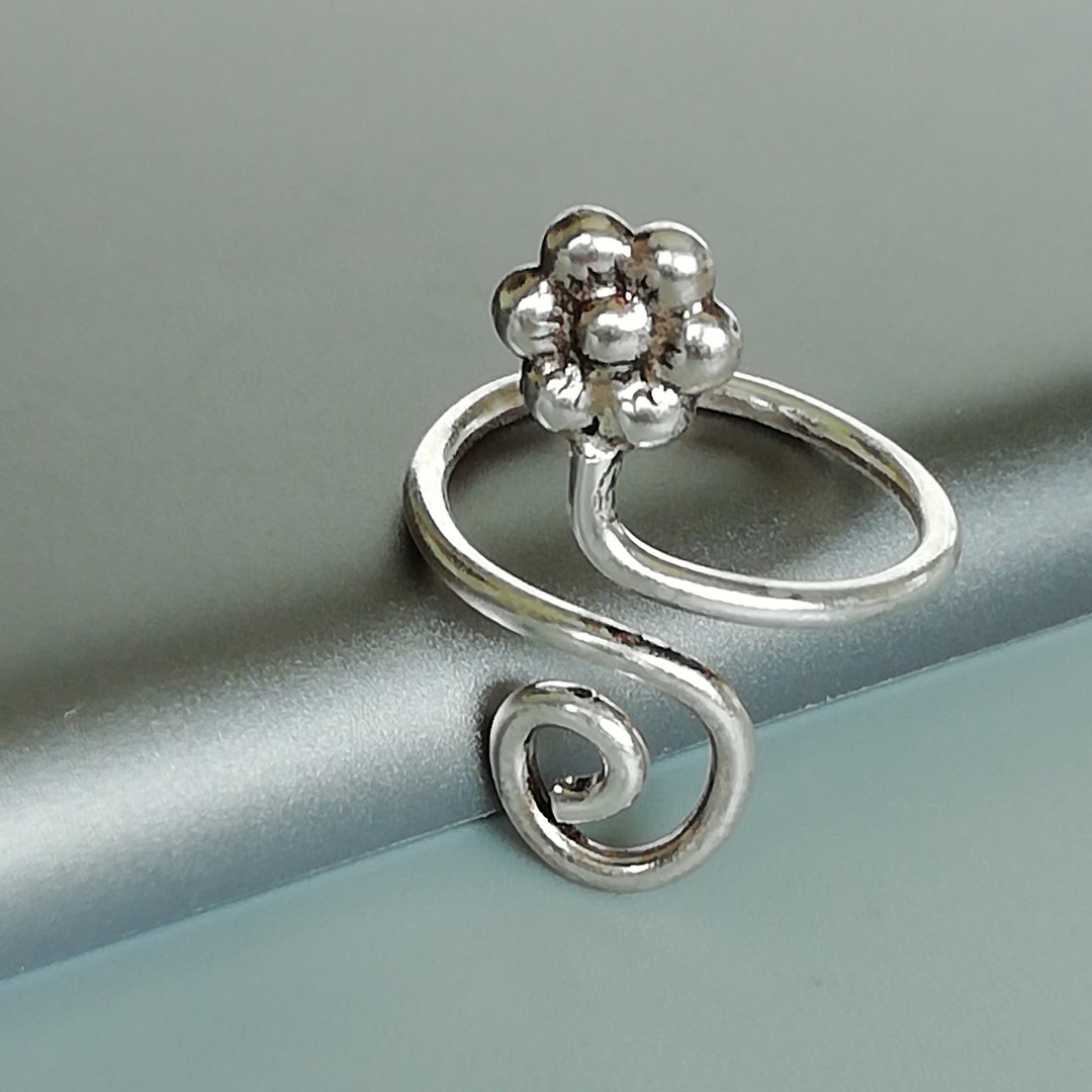 Flower Toe Ring | Indian Silver Ring | Midi Free Size Bohemian Ring ...