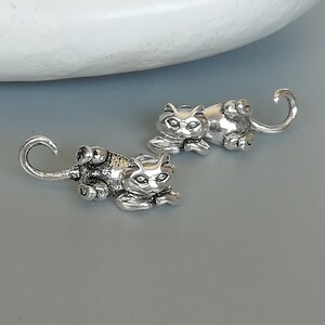 Sterling Silver Cat Ear Jacket | Double Side Cat Ear Cuff | Front Back ...