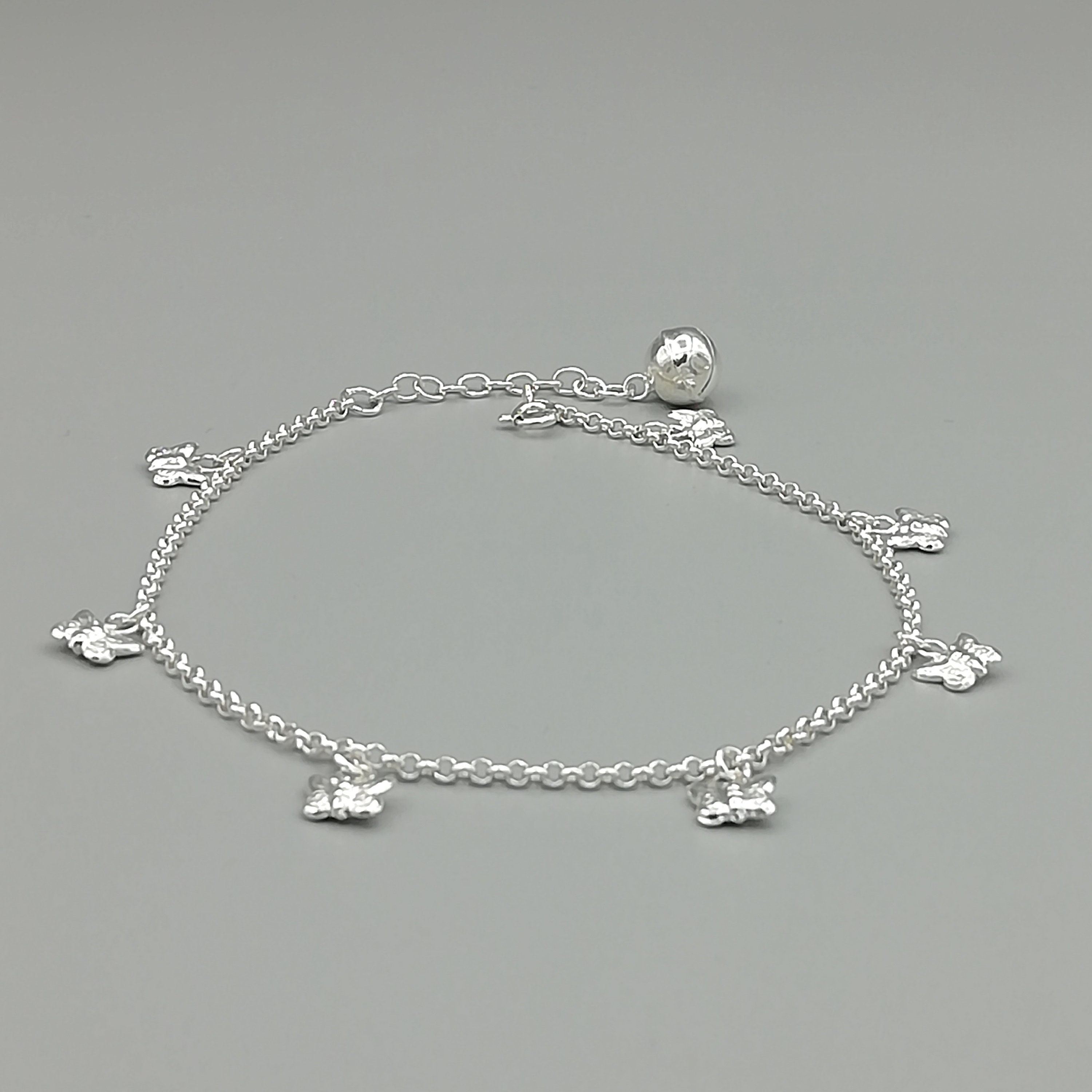 Sterling silver butterfly charm anklet Charm anklet Silver | Etsy