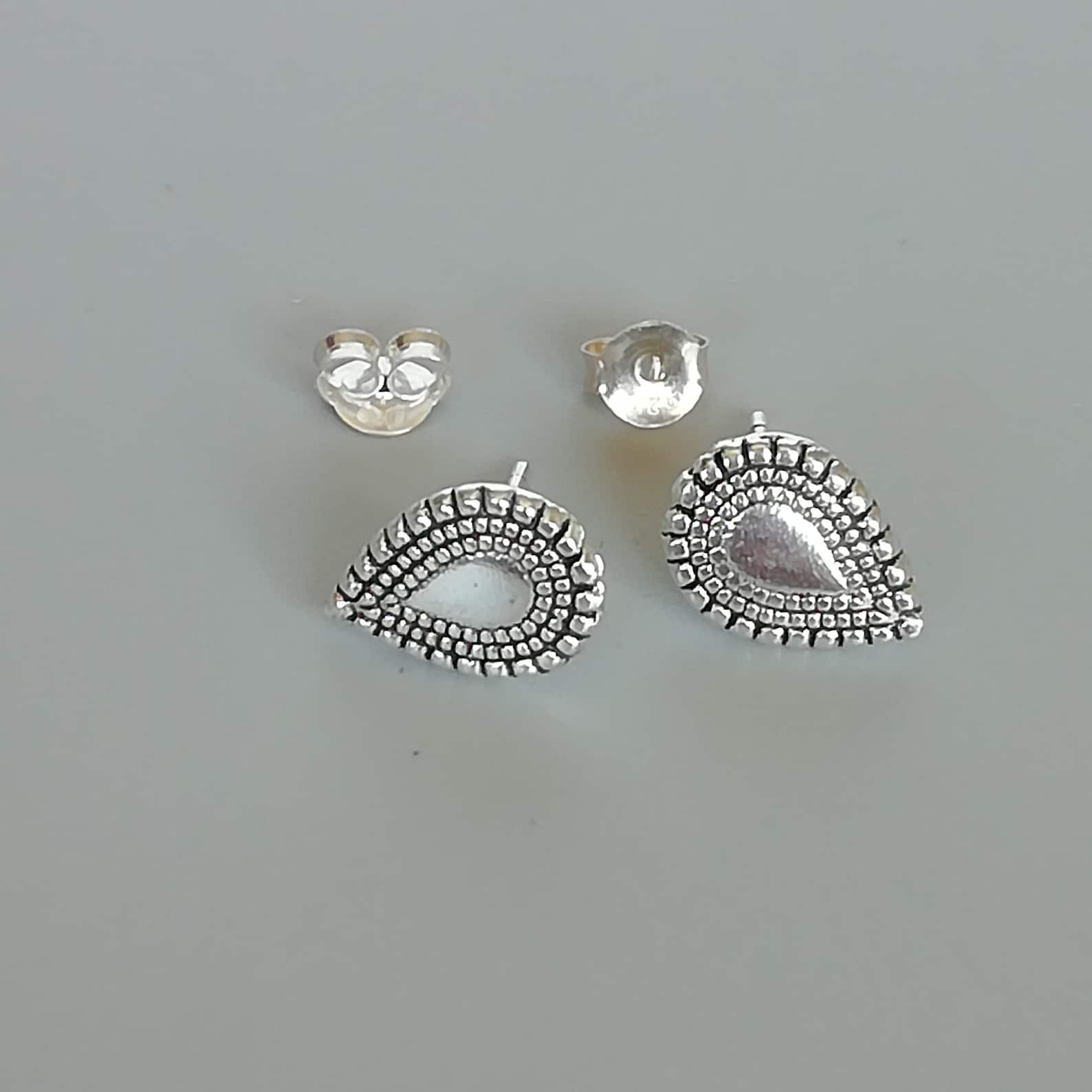 Indian Ear Studs | Sterling Silver Tear Drop Ear Stud | Minimalist ...