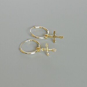 Gold Cross Charm Hoops | Tiny Cross Earrings | Jewelry Making | 12 Mm ...