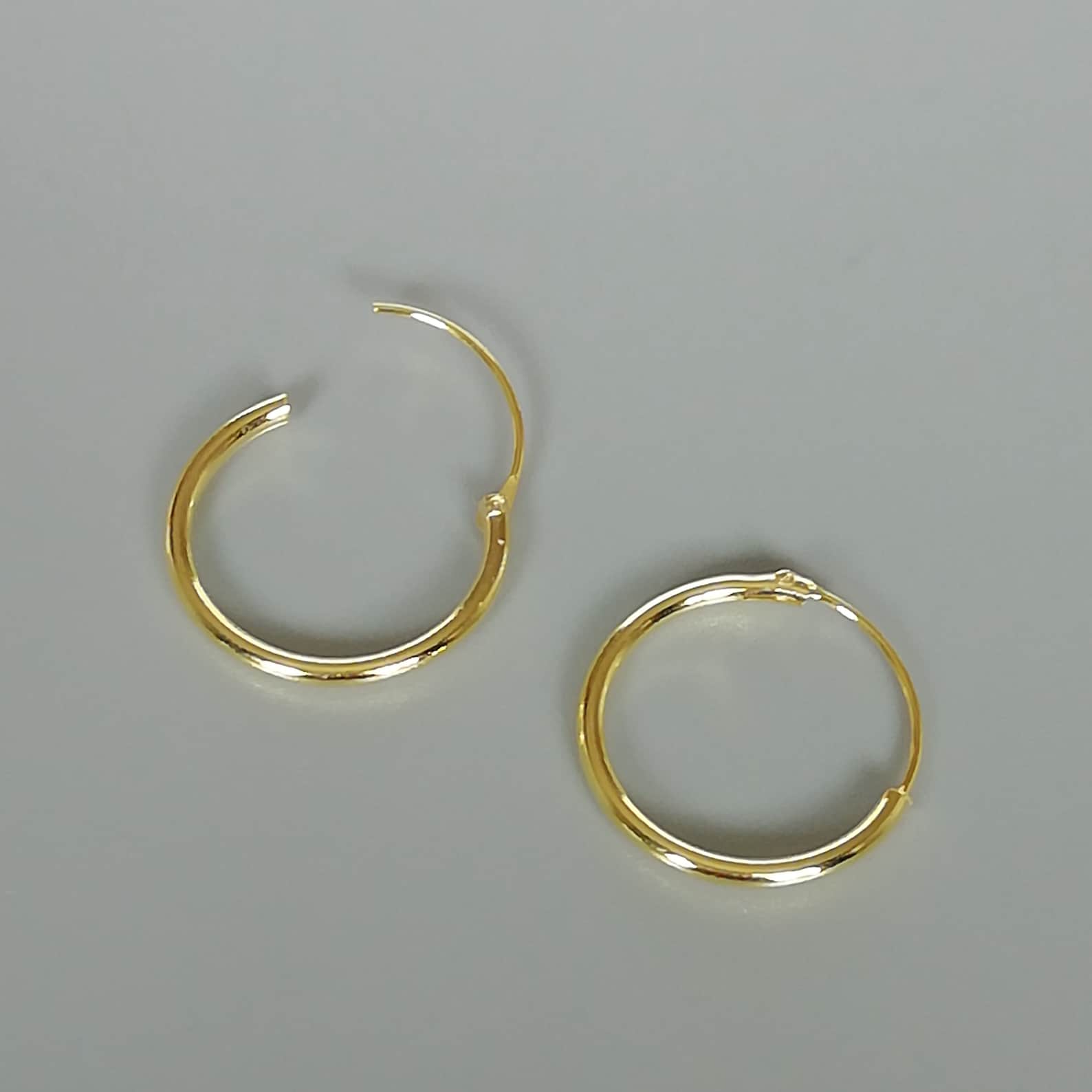 Small Gold Hoop Earrings 14mm Gold Dipped Hoops Silver - Etsy