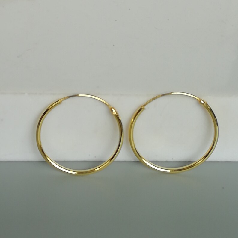Gold hoop earrings 18mm gold dipped hoops Endless ear | Etsy