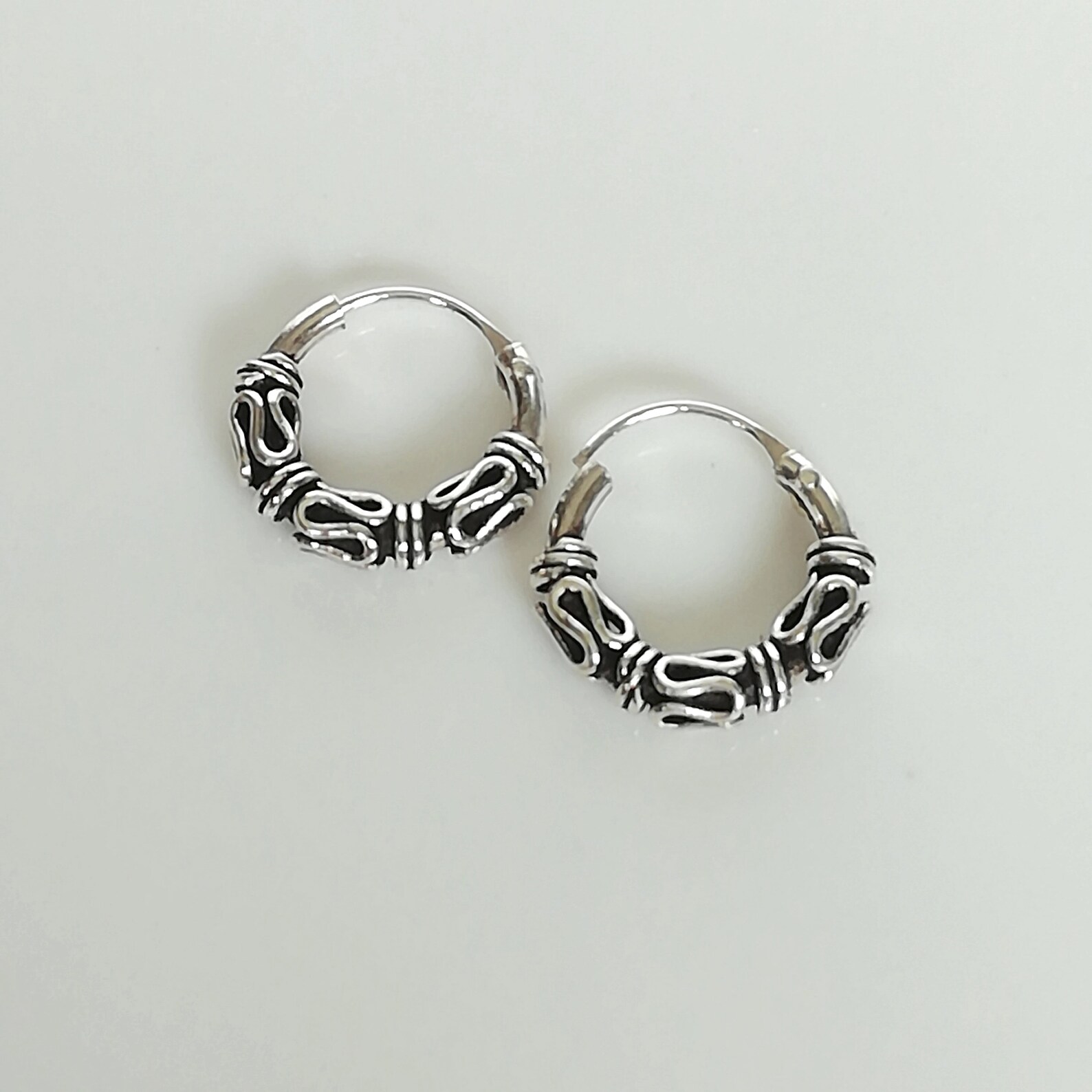 Ethnic Bali Hoops 12mm Silver Hoops Silver Hoop Earrings - Etsy