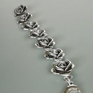 Sterling Silver Rose Bracelet | Electroformed Silver Bracelet | Wrist ...