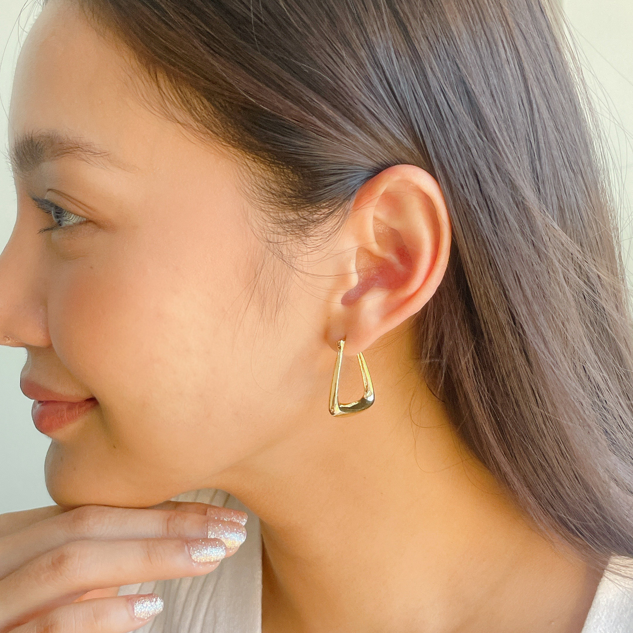 Triangle gold hoops Gold plated hoops Minimalist hoops | Etsy