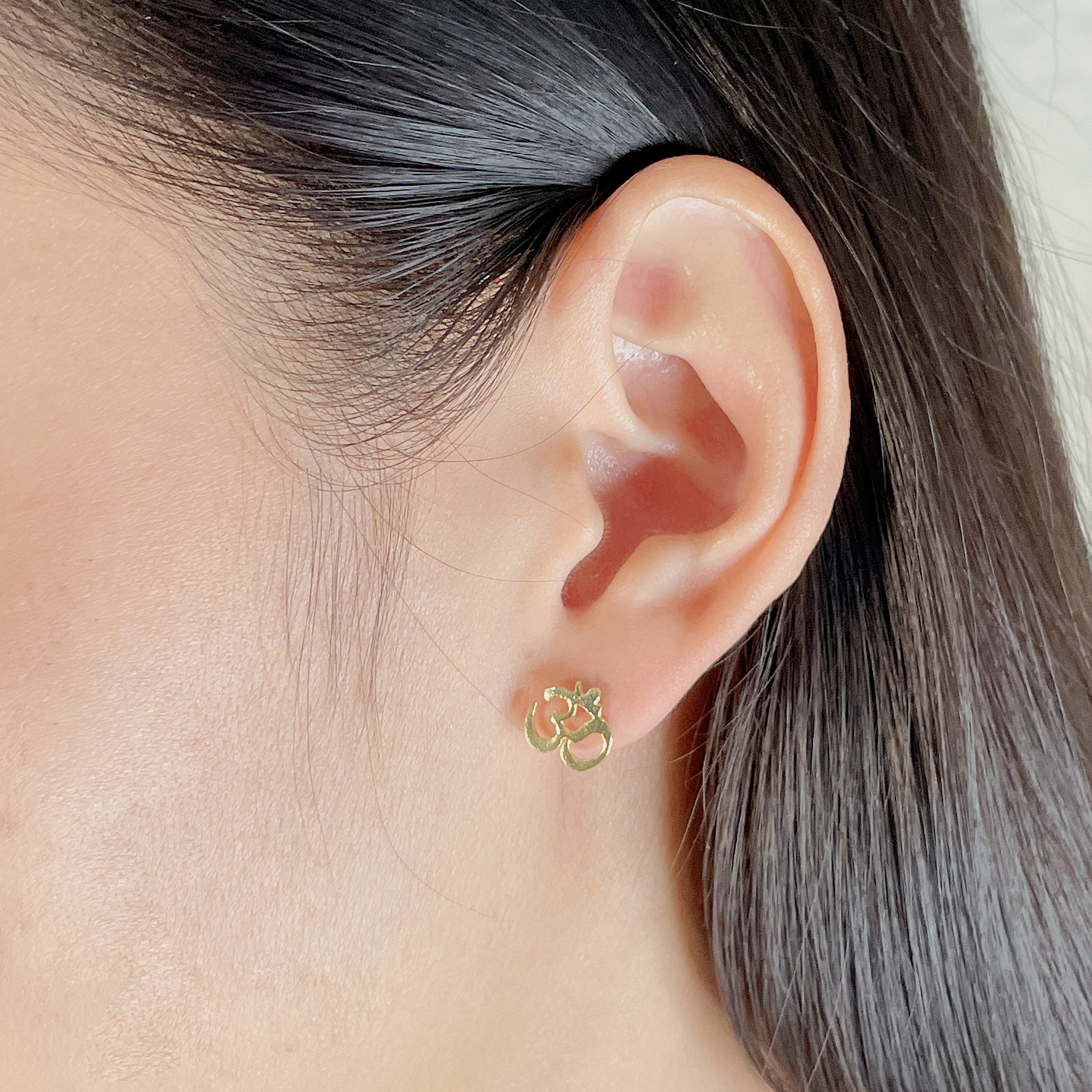 OM Gold Ear Studs Sterling Silver OM Earrings Dipped in Gold | Etsy