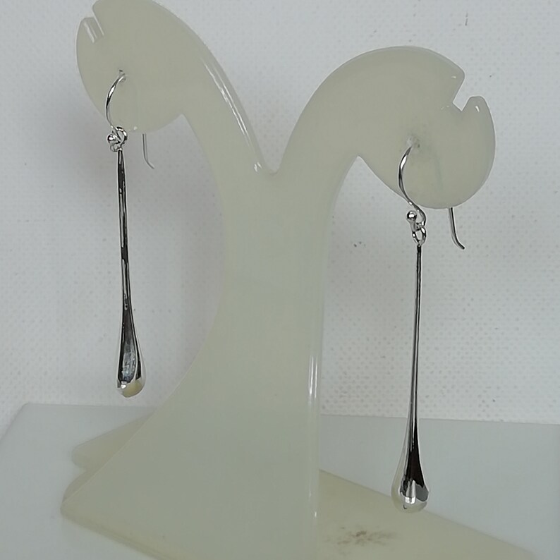 Long Tear Drop Drop Earrings Sterling Silver Ear Danglers - Etsy