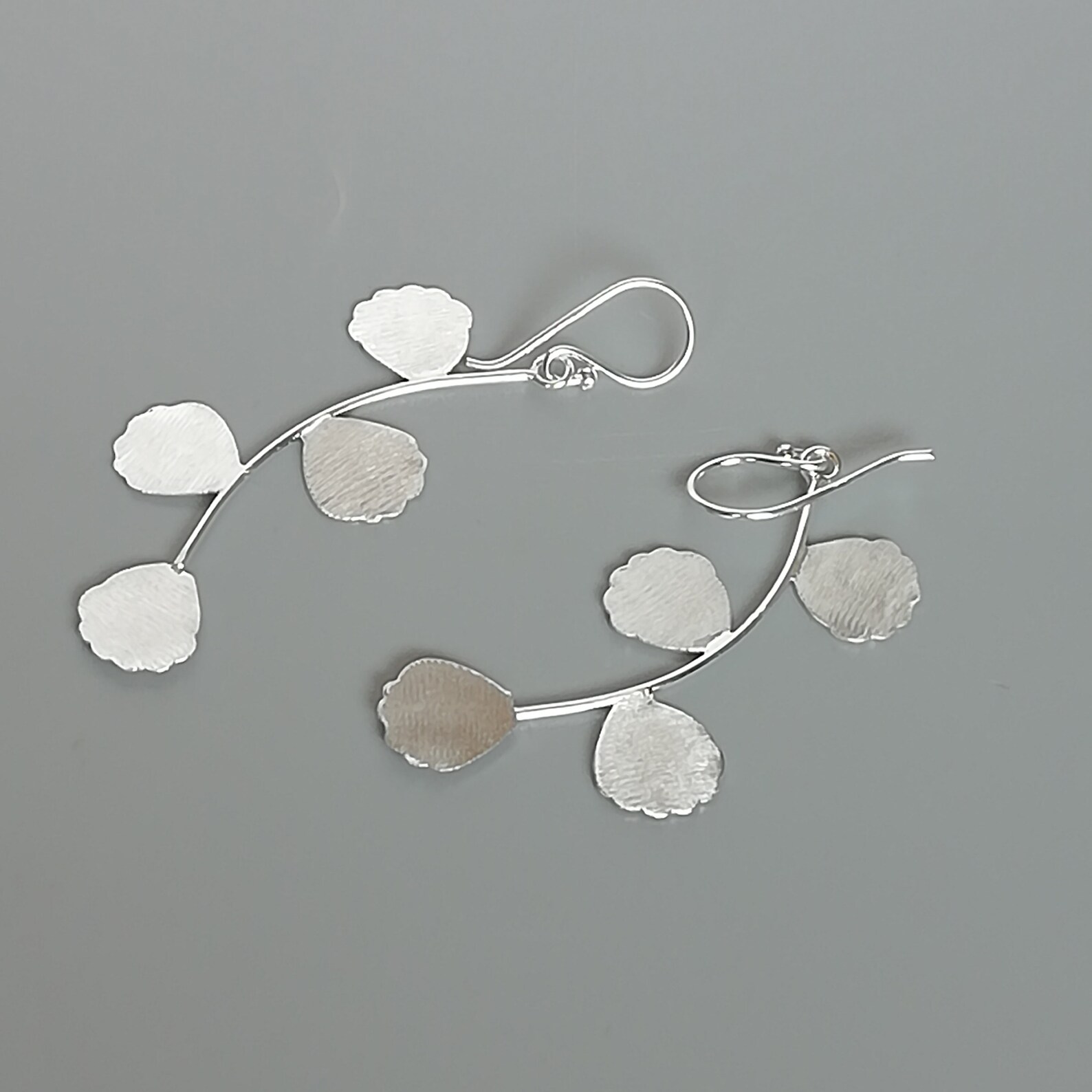 Long leaf stem ear danglers Sterling silver earrings | Etsy