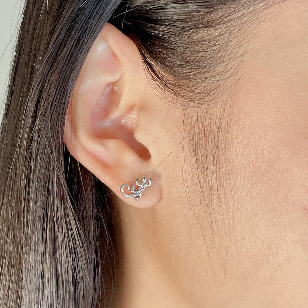 Lizard Ear Studs | Sterling Silver Lizard Earrings | Bohemian Jewelry ...