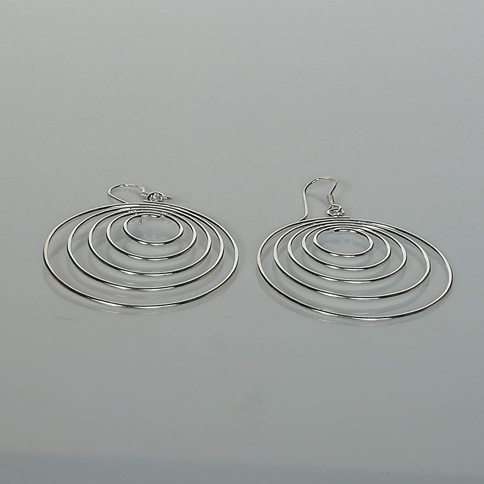 Spiral Ear Danglers Silver Circle Earrings Boho Earrings - Etsy