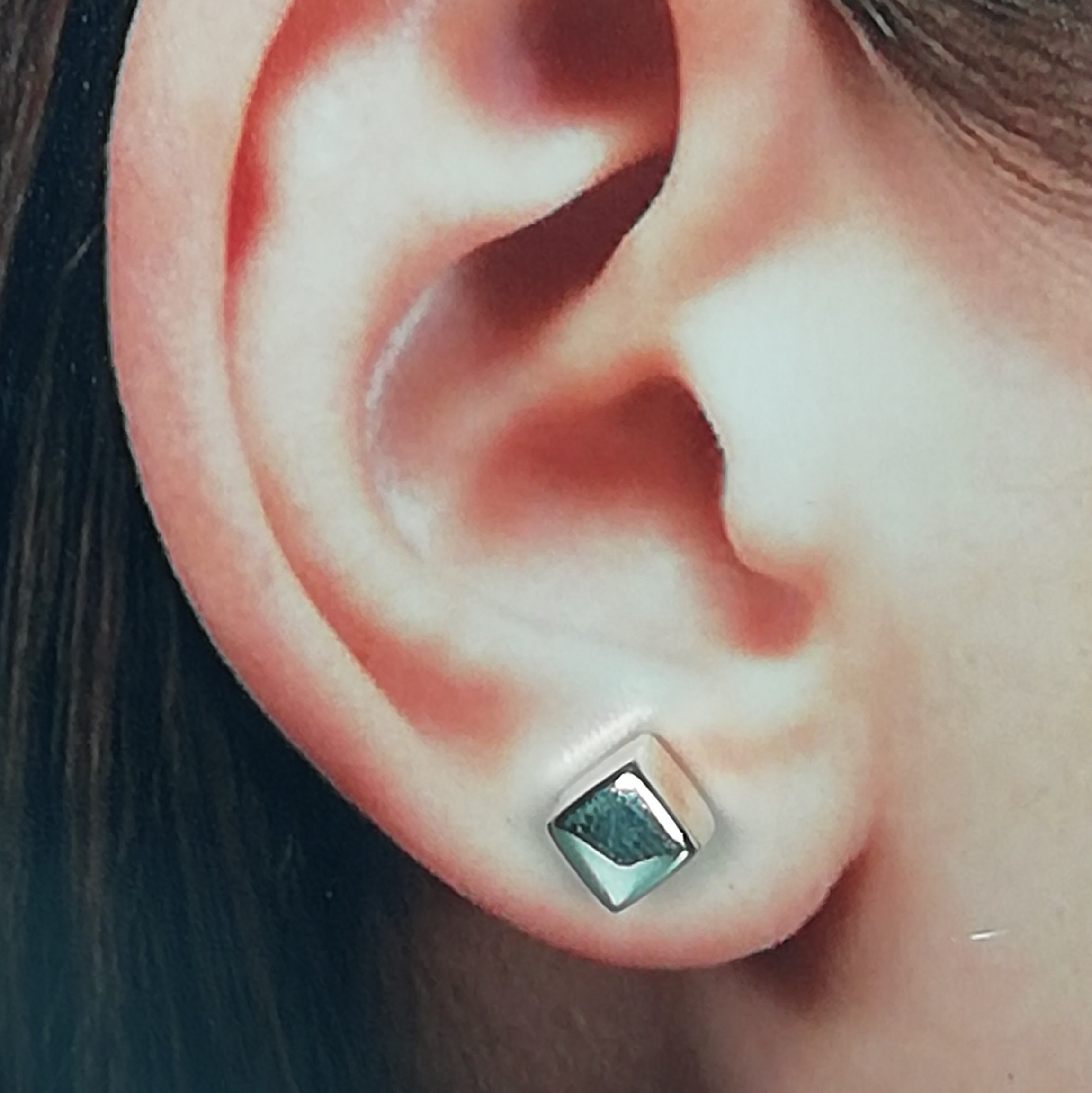 Silver cube ear studs Square cube earrings Minimalist | Etsy