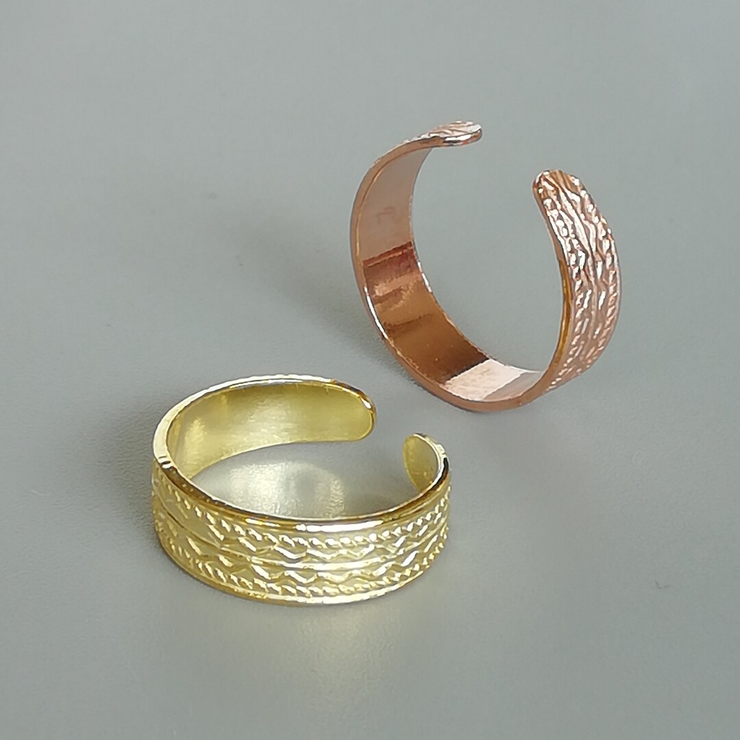 Gold and Rose Gold Toe Ring Toe Ring Set Sterling Silver Toe Ring ...