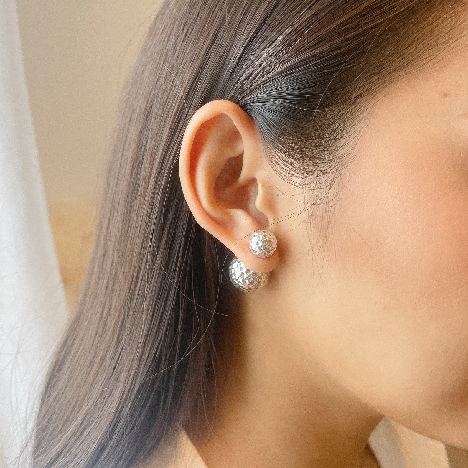 Double Sided Sterling Silver Ball Studs Stunning Silver Ear | Etsy