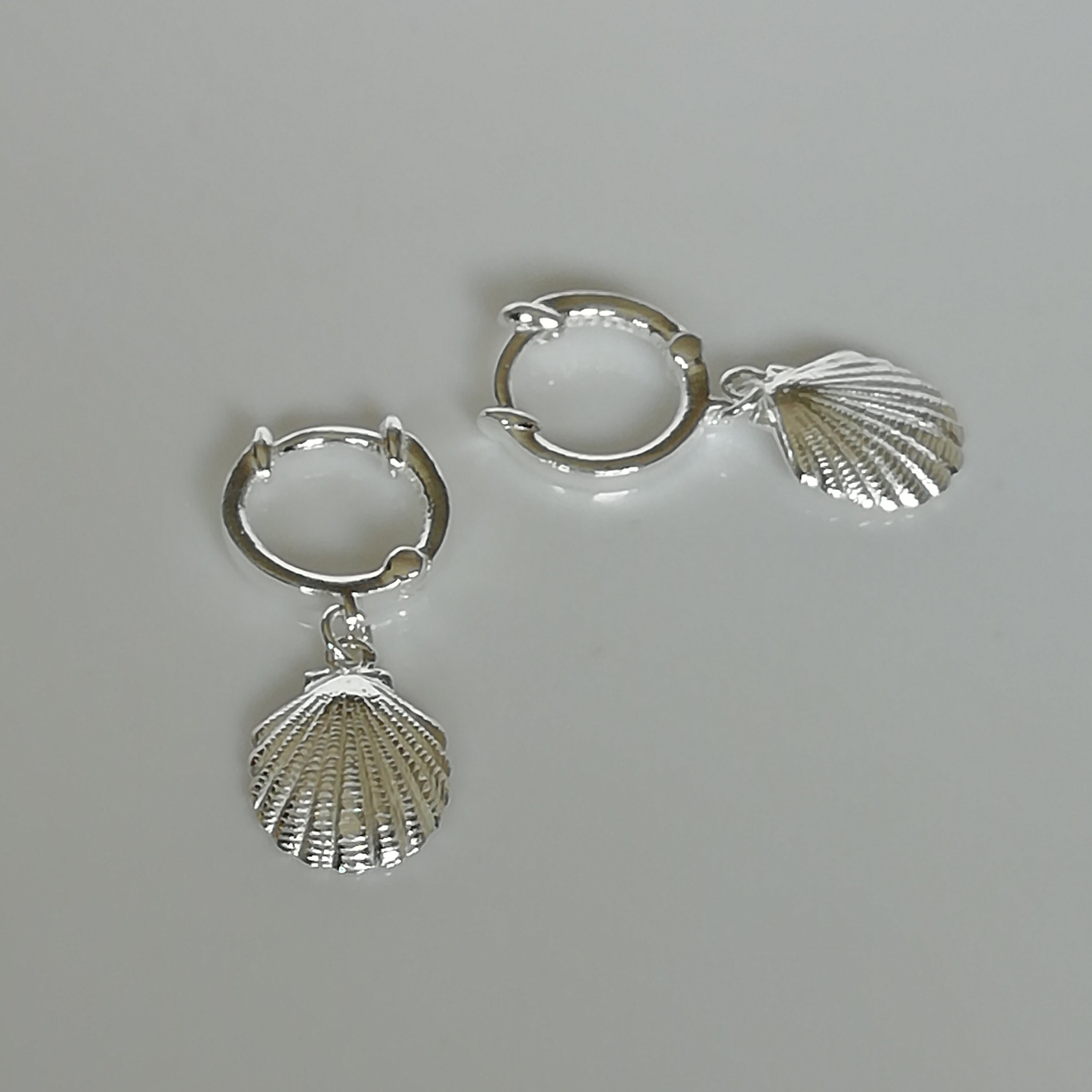 Silver hoops with sea shell charm 12 mm hoops Silver | Etsy