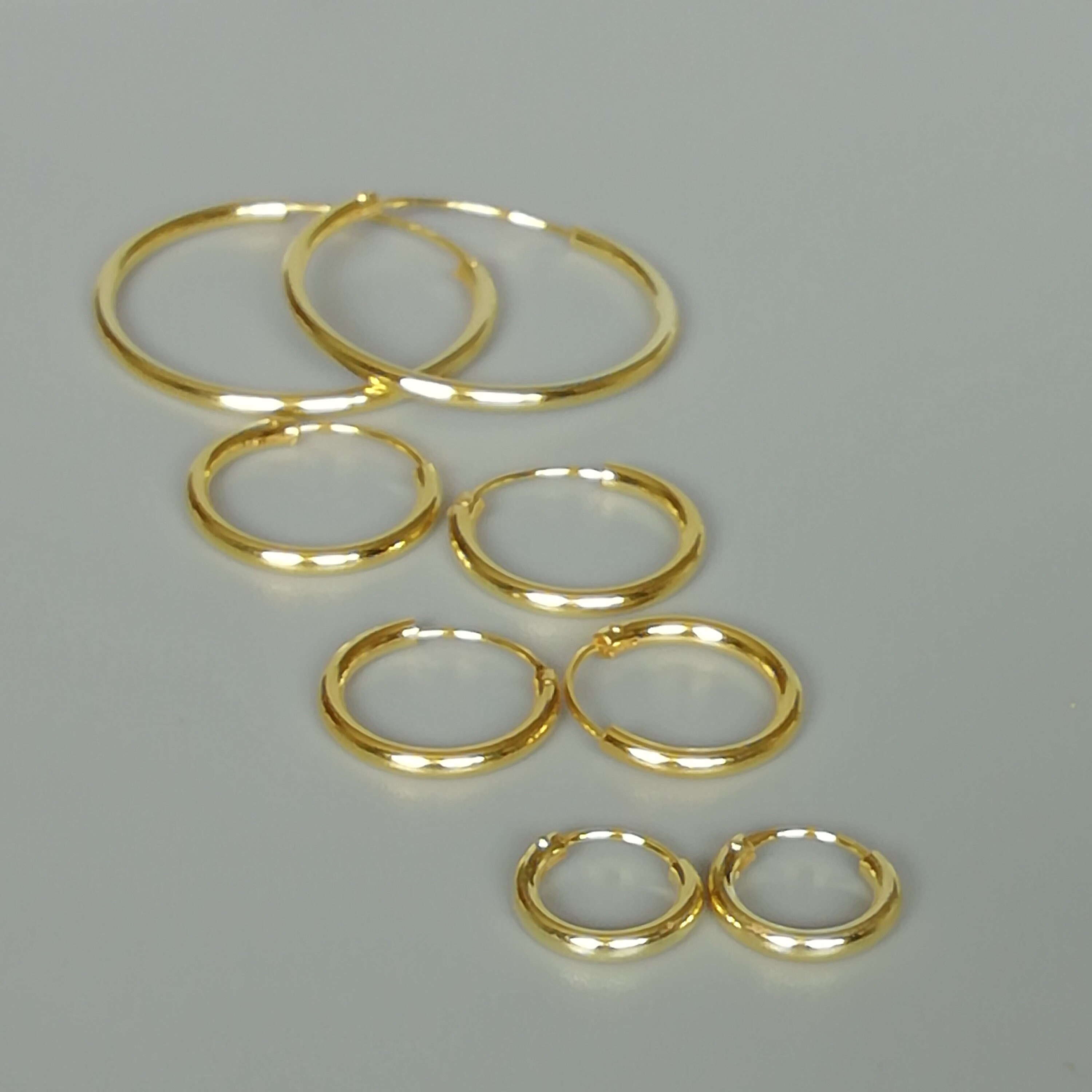 Gold hoops set Five pairs set 12 to 45mm gold plated hoops | Etsy