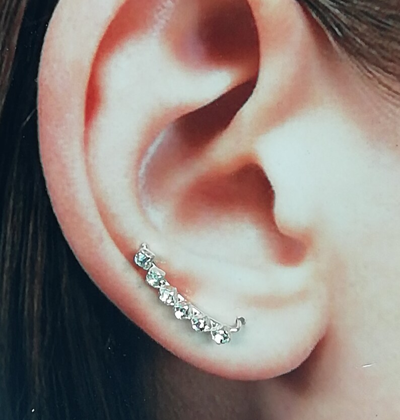 CZ Ear Climber | Silver Earrings | Silver Ear Creeper | Pretty Ear ...