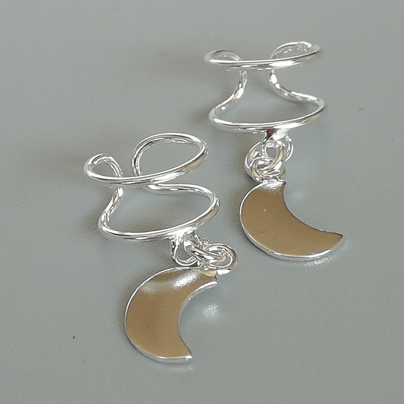 Crescent Moon Cuff | Silver Charm Cuff | No Piercing Ear Cuff ...