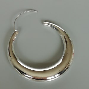 Large Sterling Silver Statement Hoops | 60mm Hoops | Crescent Ear Hoops | Minimalist Hoops ...