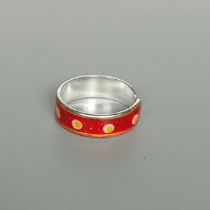 Red Toe Ring Sterling Silver Toe Band Tiny Dots Toe Band - Etsy