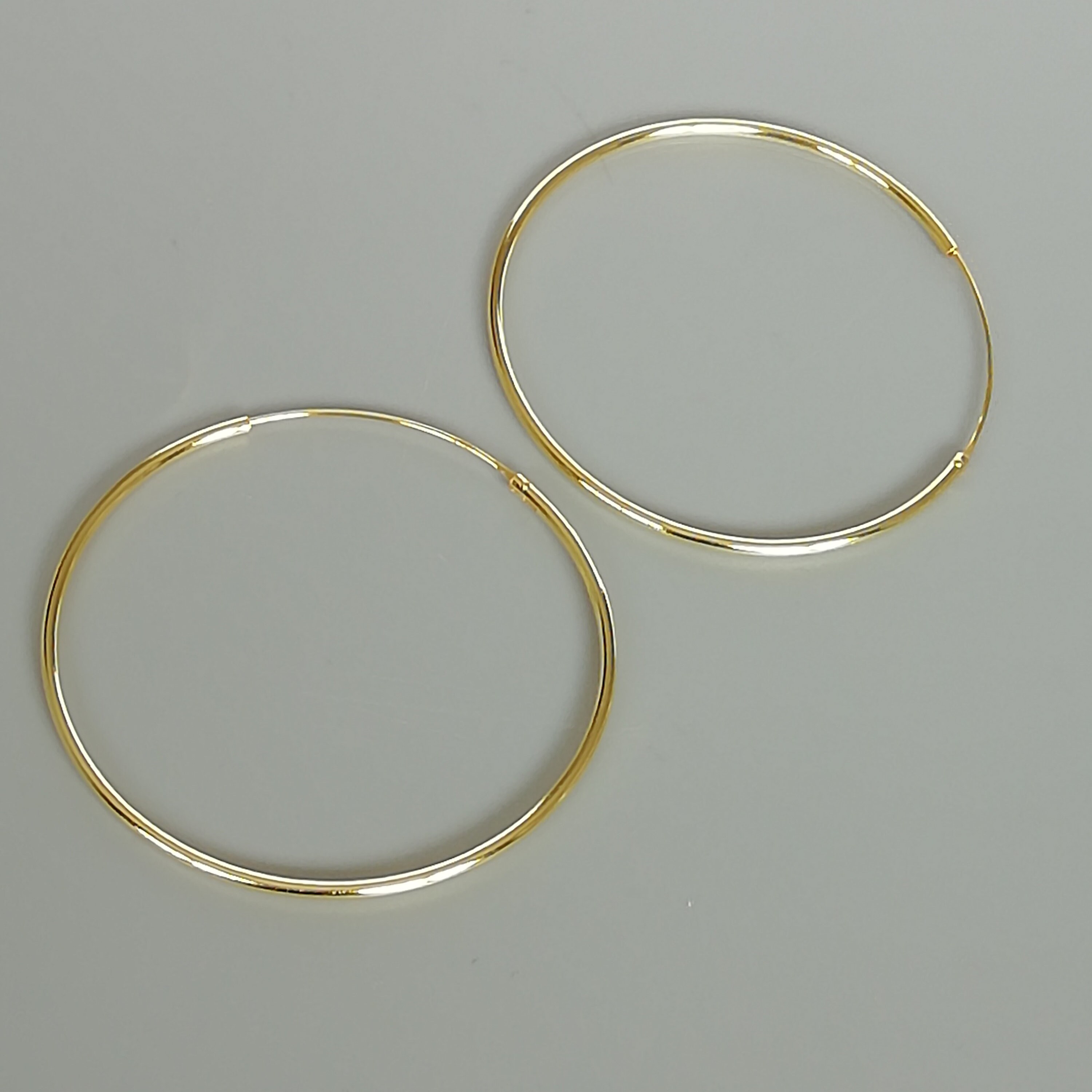 Large gold hoop earrings Gold hoops 45 mm gold plated | Etsy