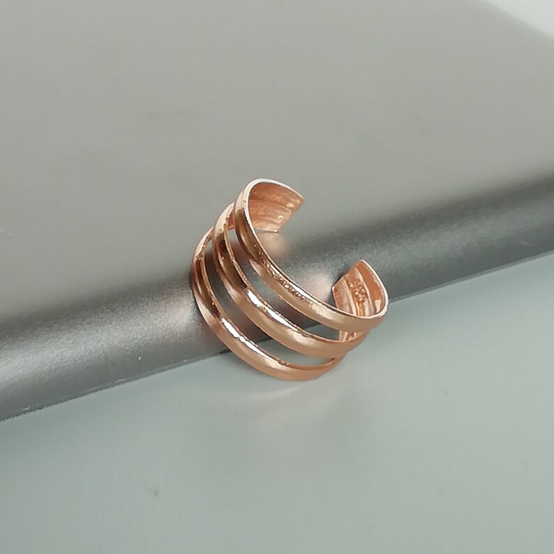 Three Band Rose Gold Toe Ring 8mm Toe Band Minimalist Toe | Etsy