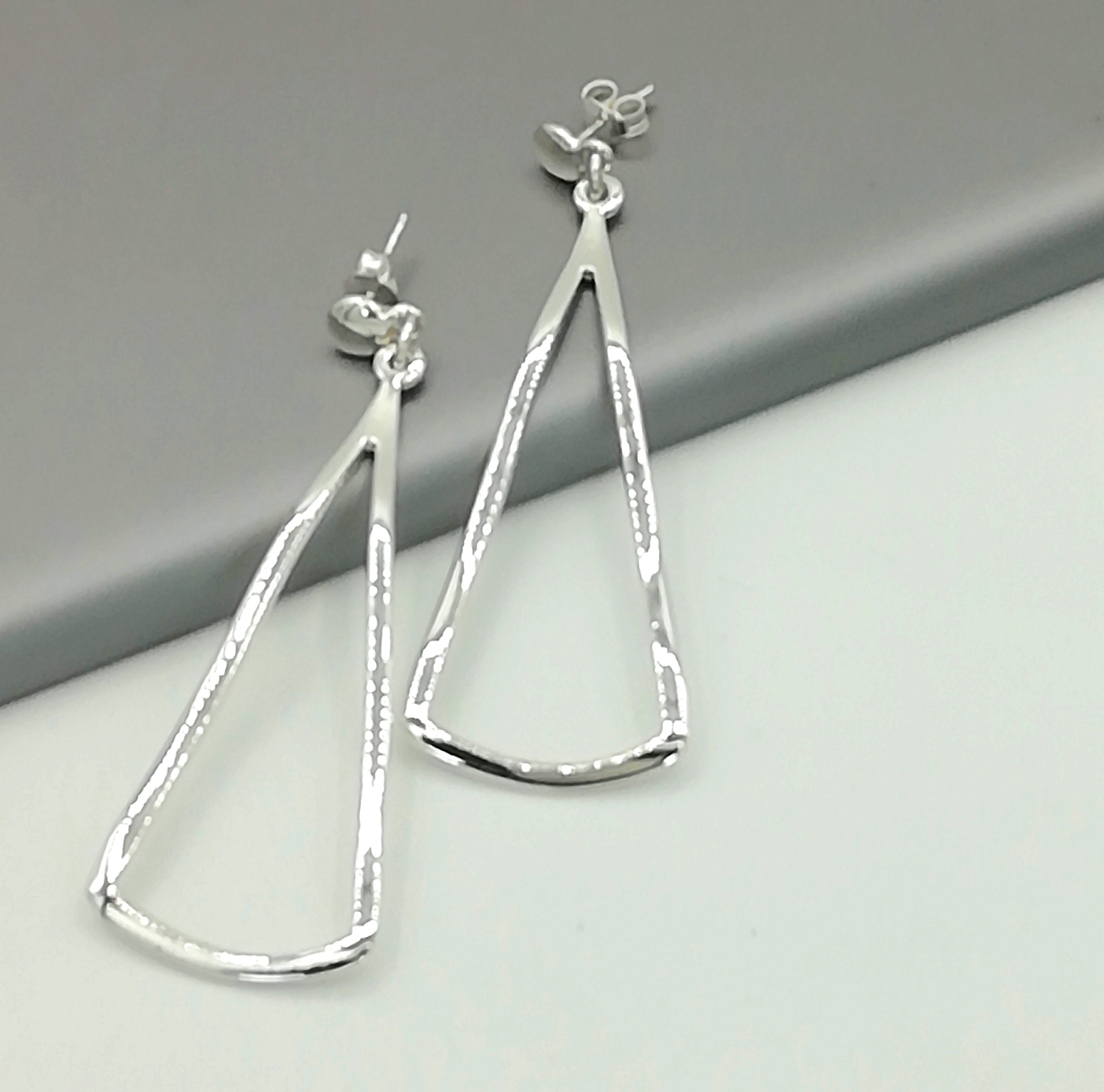 Triangular Earrings | Silver Danglers | Silver Jewelry | Minimalist ...