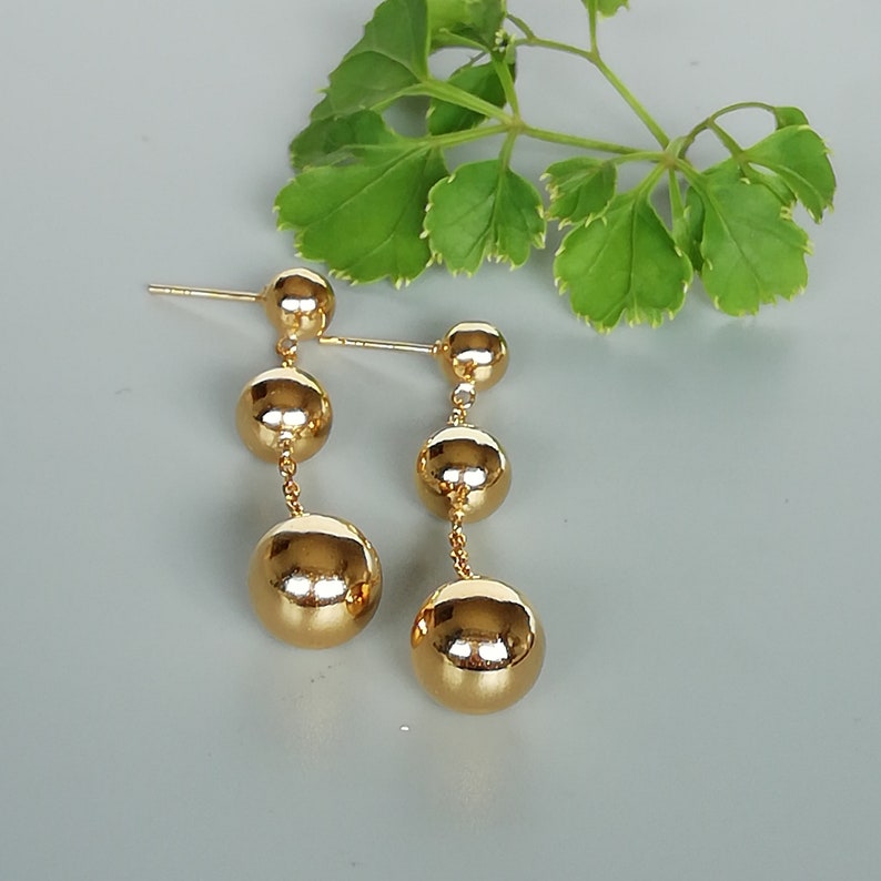 Gold Ball Ear Dangler | Dangle Earrings | Gold Earrings | Sterling ...