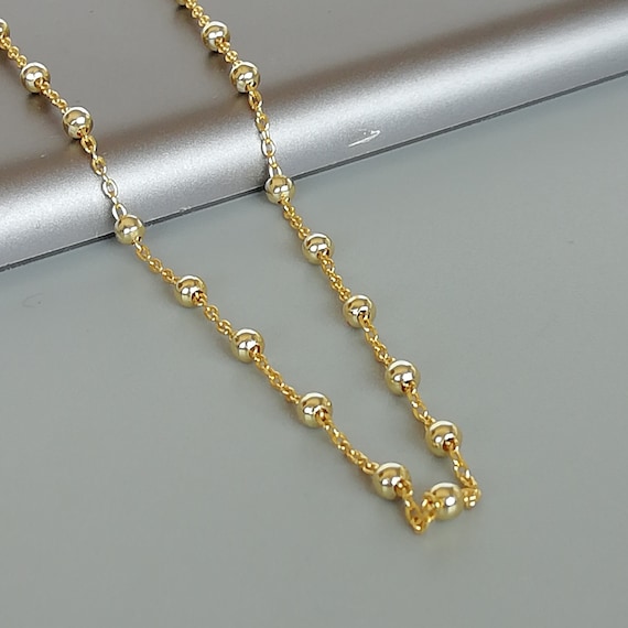 Gold Plated Chain With Balls Sterling Silver Neck Chain Gold Beads Chain Gift for Mom Minimalist Jewelry Bridesmaids Gift Csr Etsy