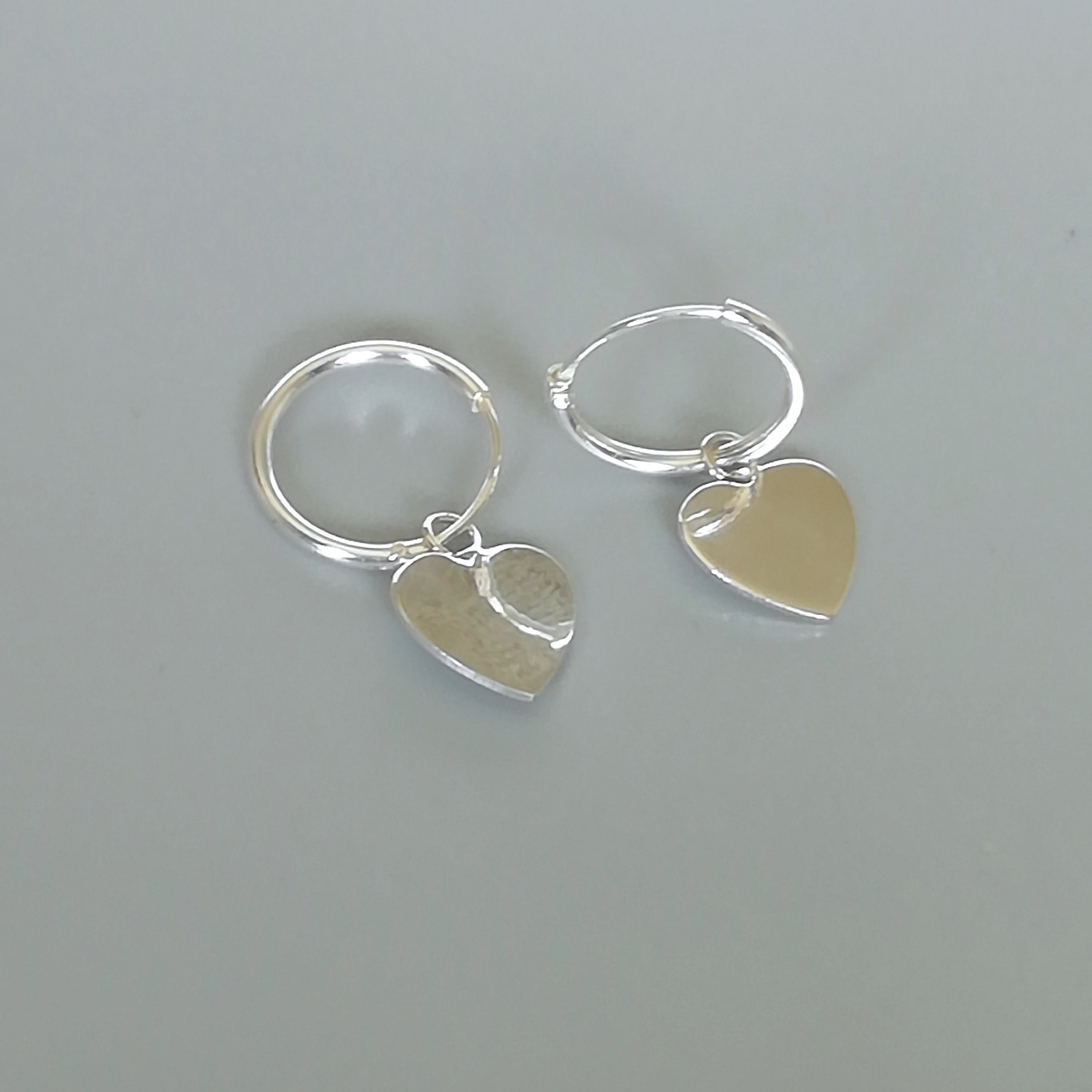 Silver Heart Charm Hoops | Tiny Silver Heart for Jewelry Making | 12 Mm ...