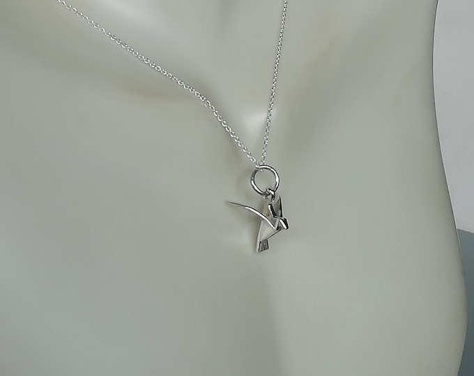 Sterling Silver Origami Pigeon Necklace | Charm Neck Chain | Simple ...