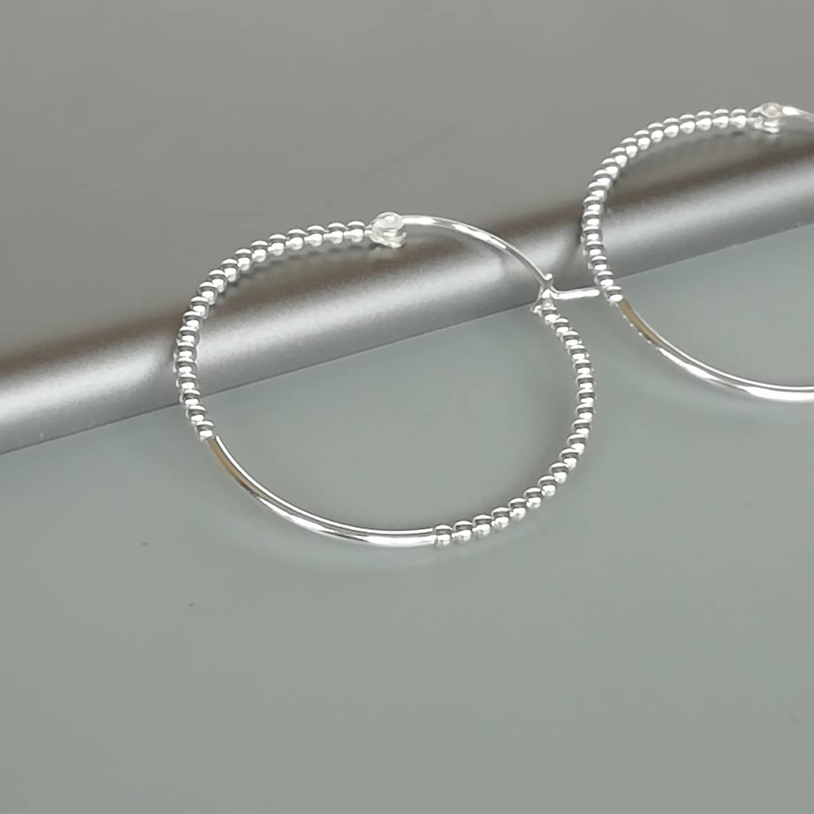Silver Ball Hoops 35 Mm Silver Hoops Ear Hoops Ear | Etsy