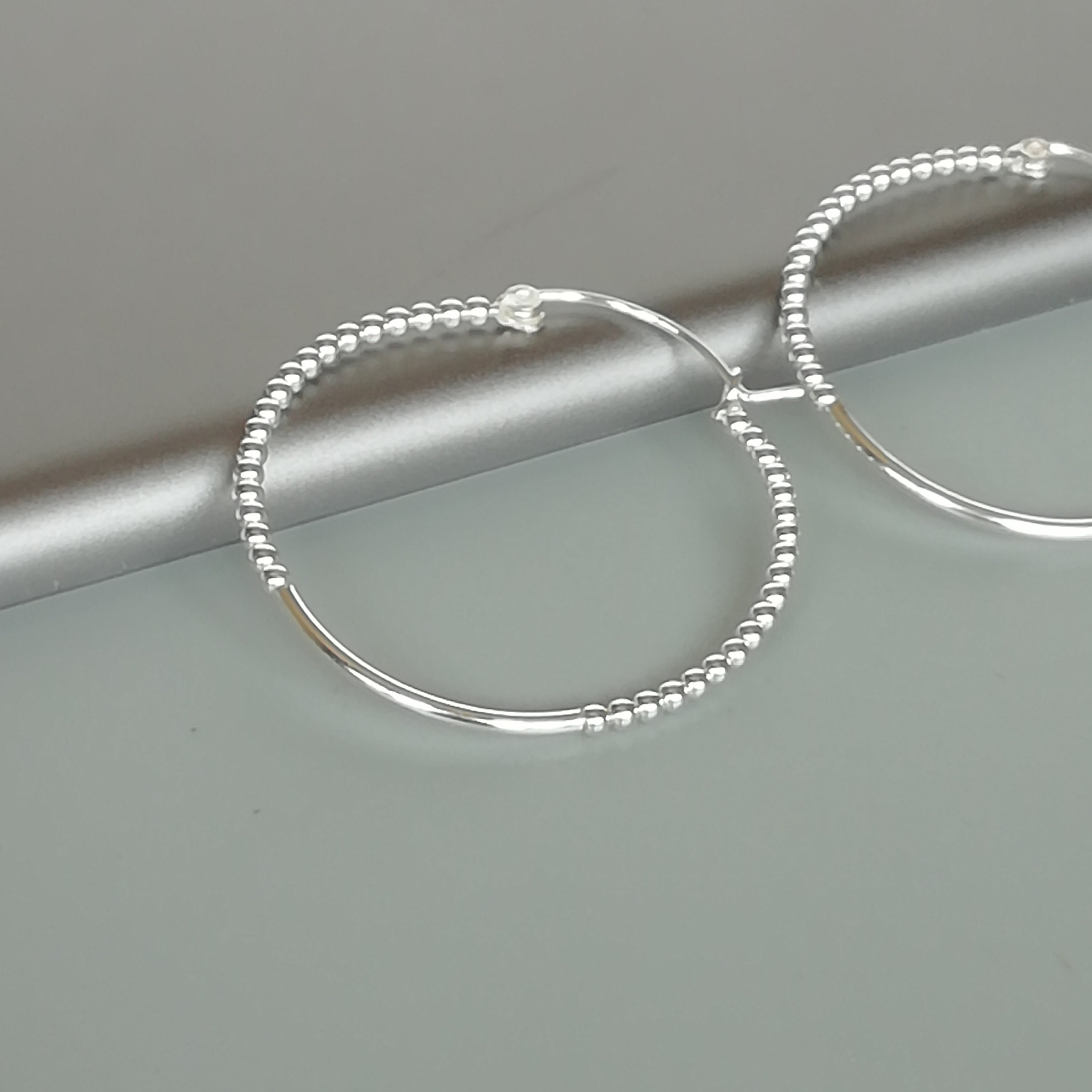 Silver Ball Hoops 35 Mm Silver Hoops Ear Hoops Ear | Etsy