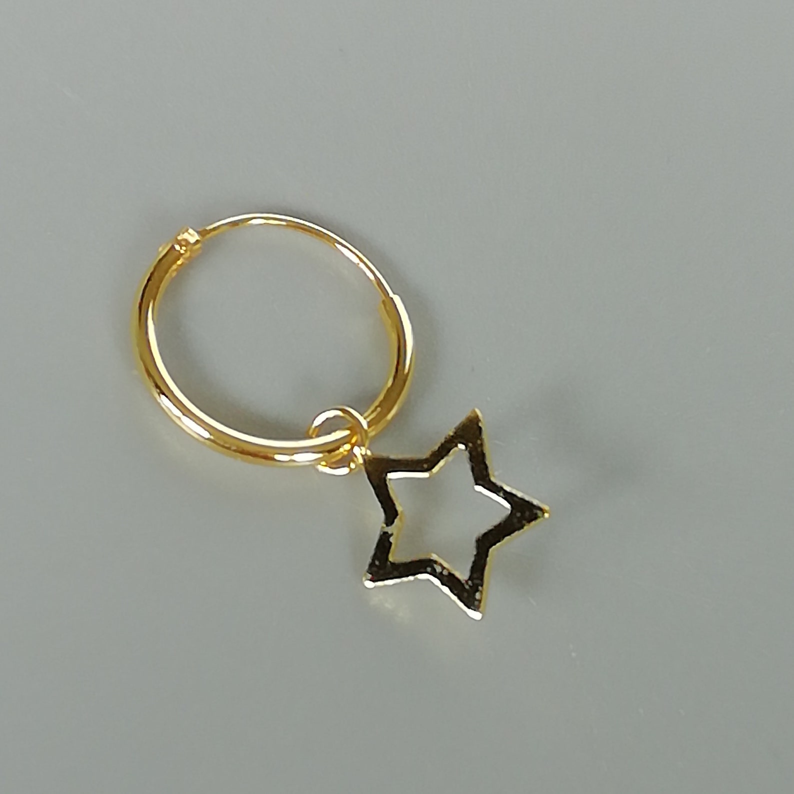 Gold star charm hoop Gold plated star hoops 12 mm | Etsy
