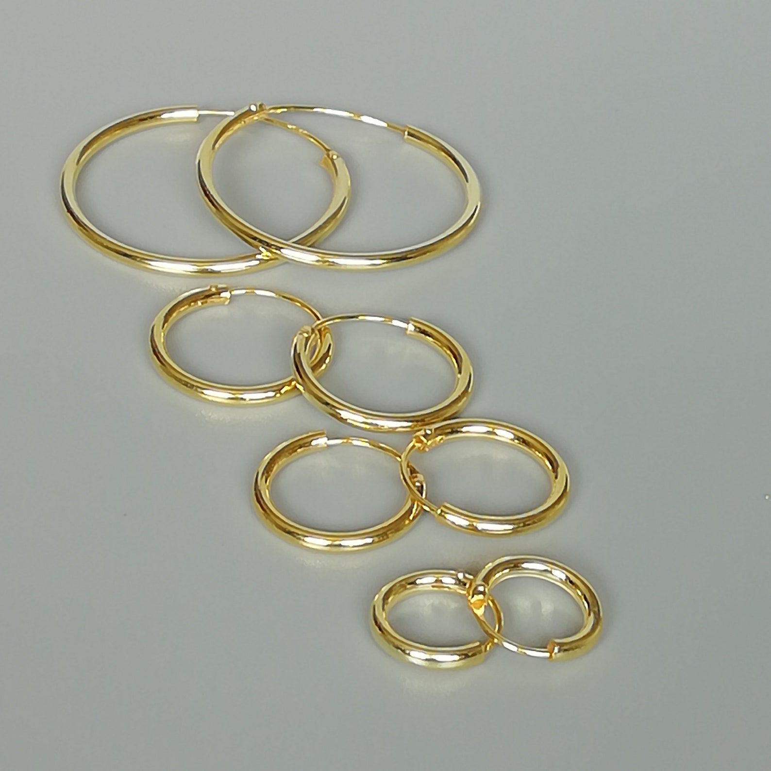 Gold hoops set Five pairs set 12 to 45mm gold plated hoops | Etsy