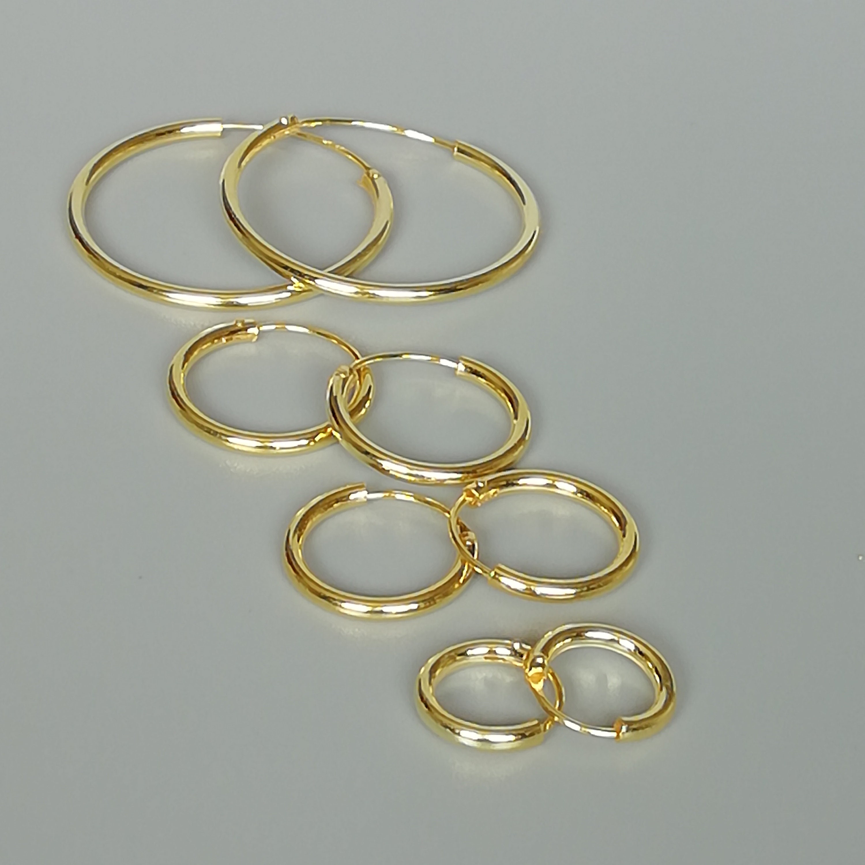 Gold hoops set Five pairs set 12 to 45mm gold plated hoops | Etsy