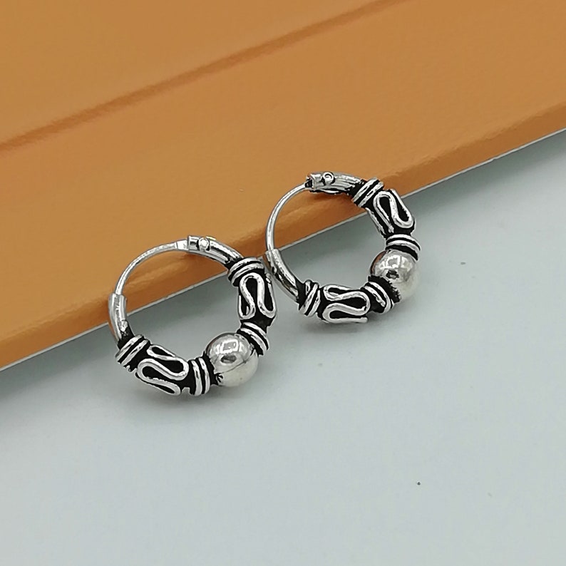 Bali Silver Hoops 12mm Silver Hoops Sliver Ball Hoops - Etsy