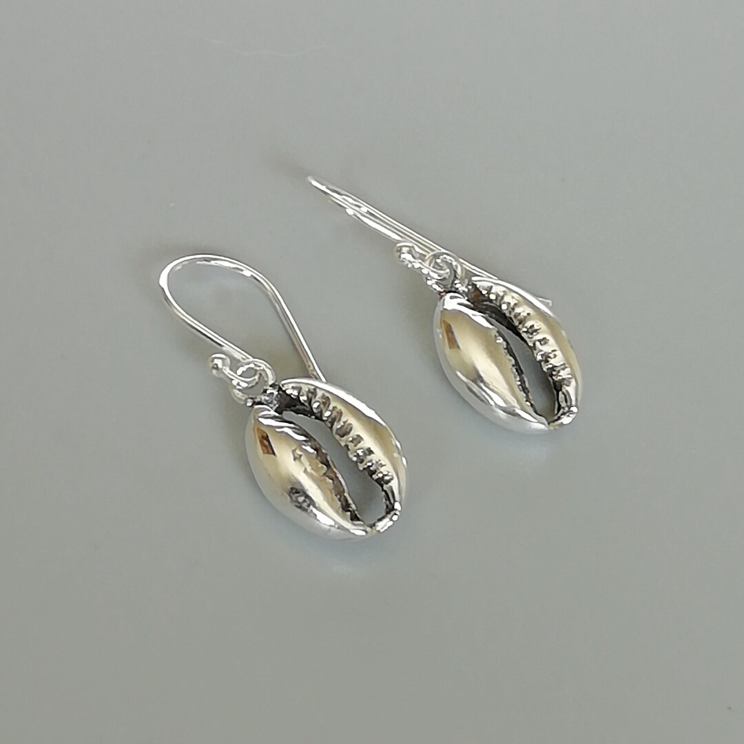 Cowrie Shell Earring | Silver Shell Ear Danglers |cowrie Shell Charm ...