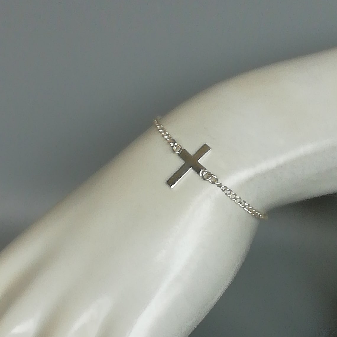 Cross bracelet Sterling silver charm bracelet Religious | Etsy