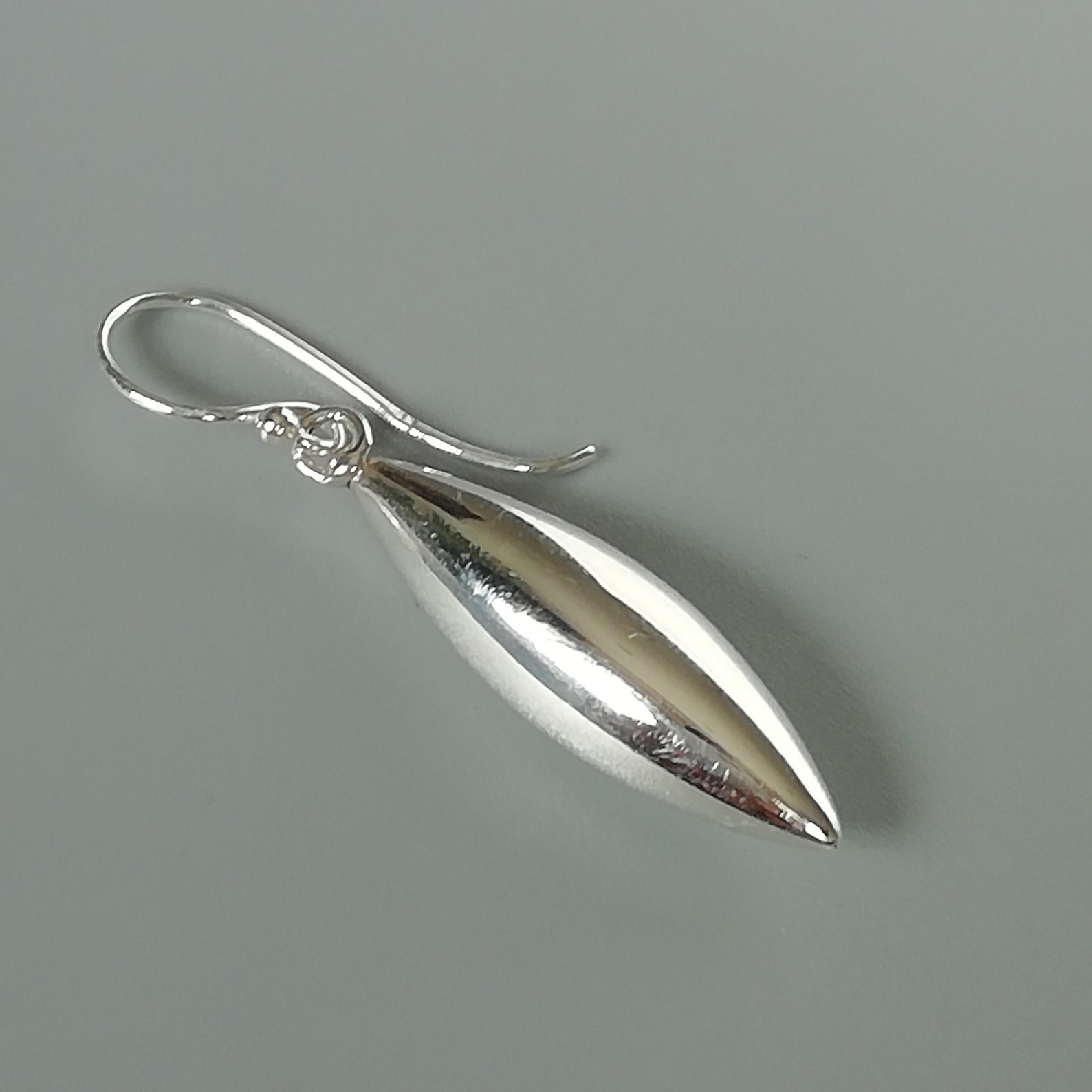 Sterling Silver Pointed Ellipse Earrings | Elegant Earrings | Long Ear ...