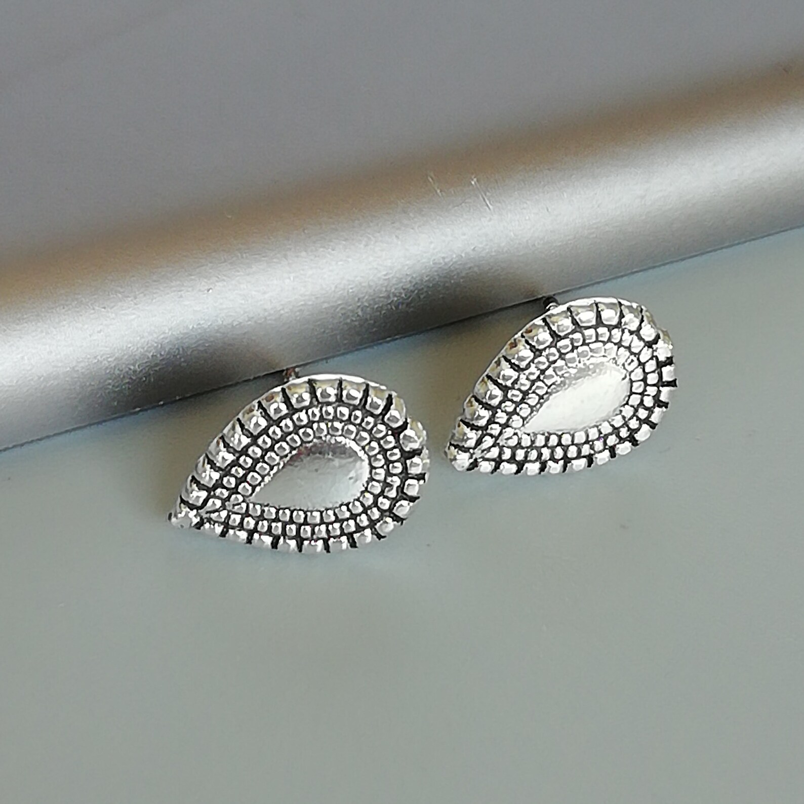 Indian Ear Studs | Sterling Silver Tear Drop Ear Stud | Minimalist ...