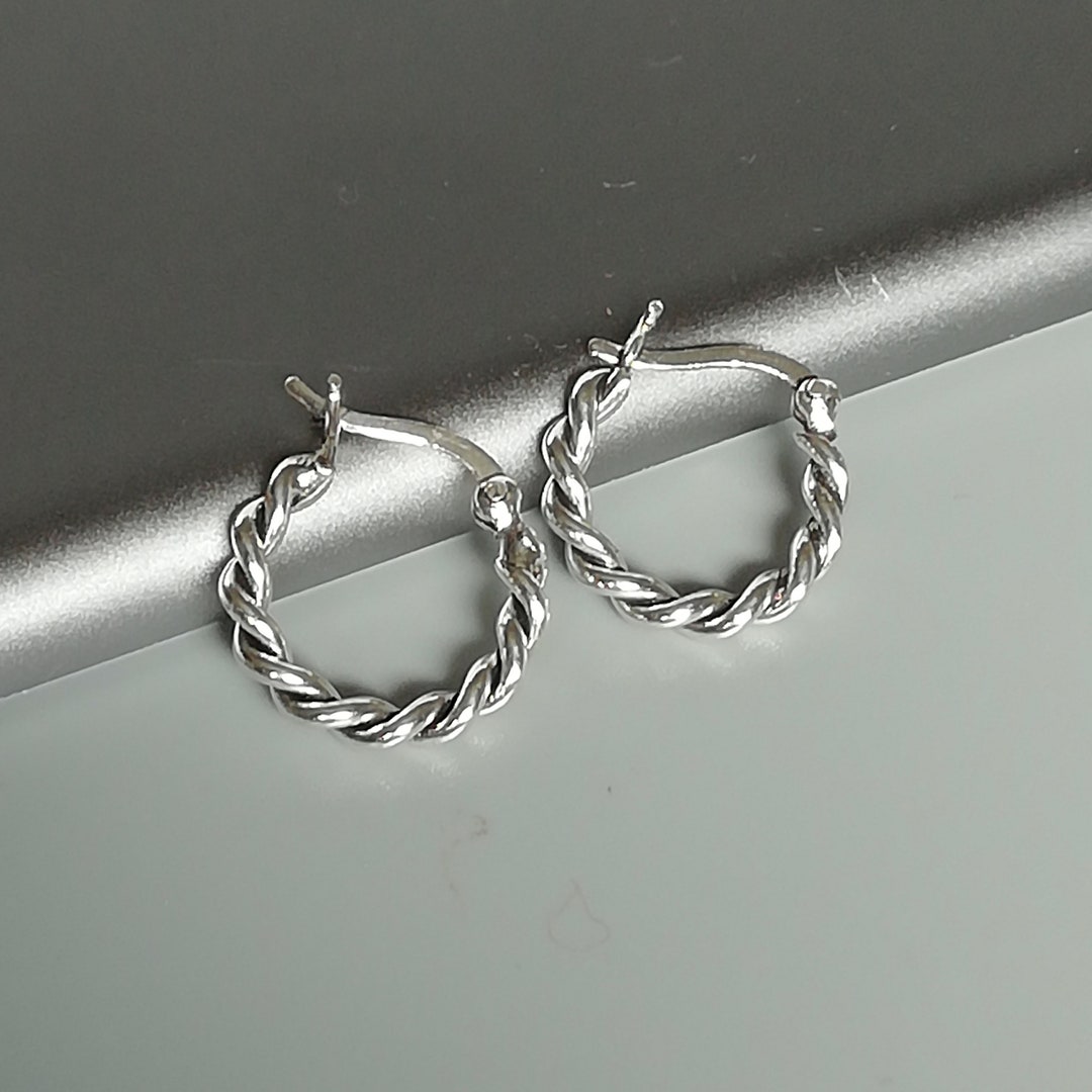 Twisted Silver Hoops 17mm Silver Hoops Silver Jewelry - Etsy