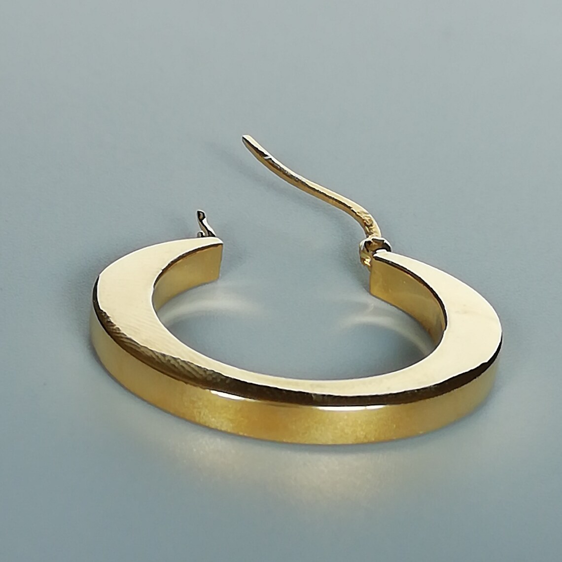 Oblong gold hoops Sterling silver 32mm gold dipped hoops | Etsy