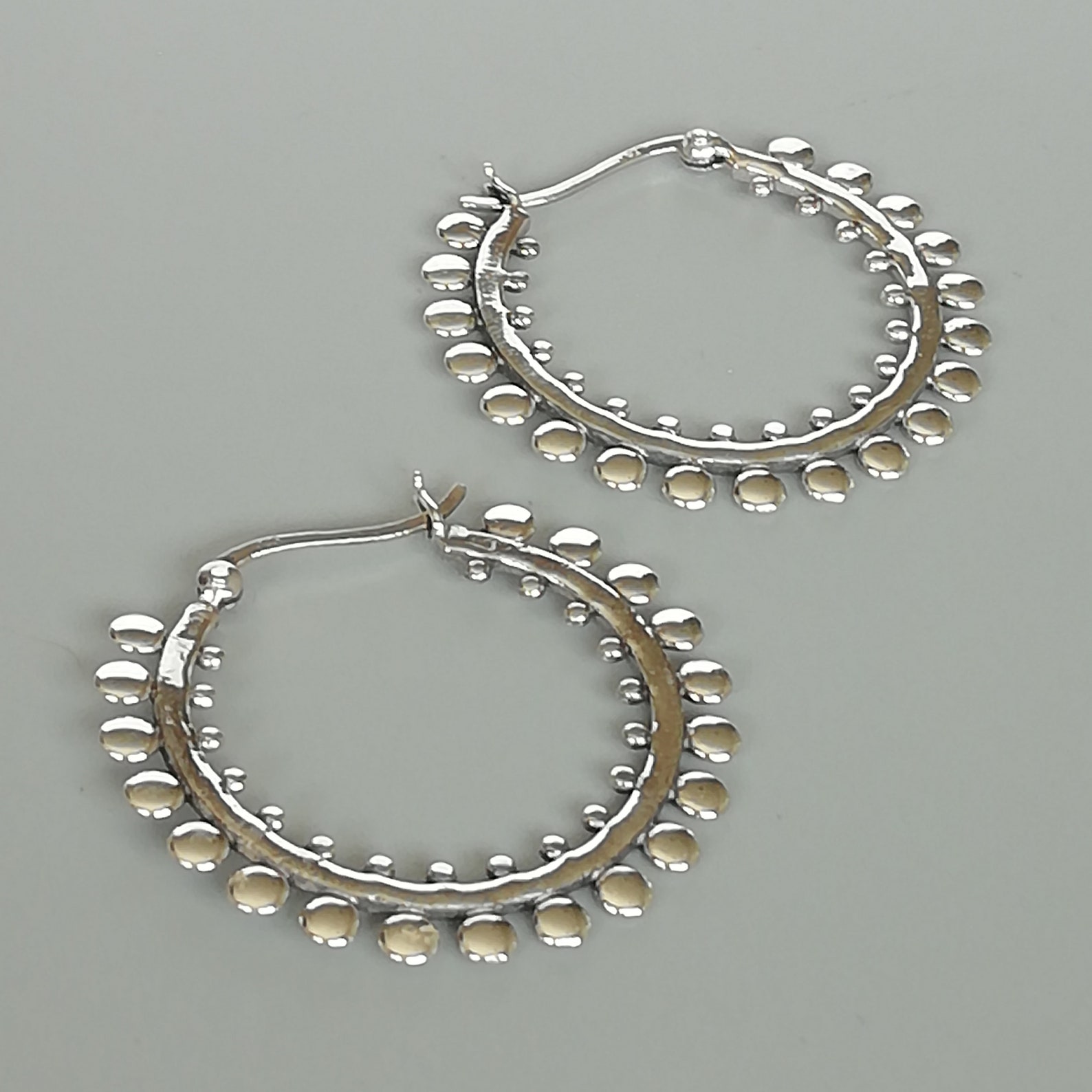 Sterling Silver Large Ear Hoops Tribal Hoops 36 Mm Hoops - Etsy