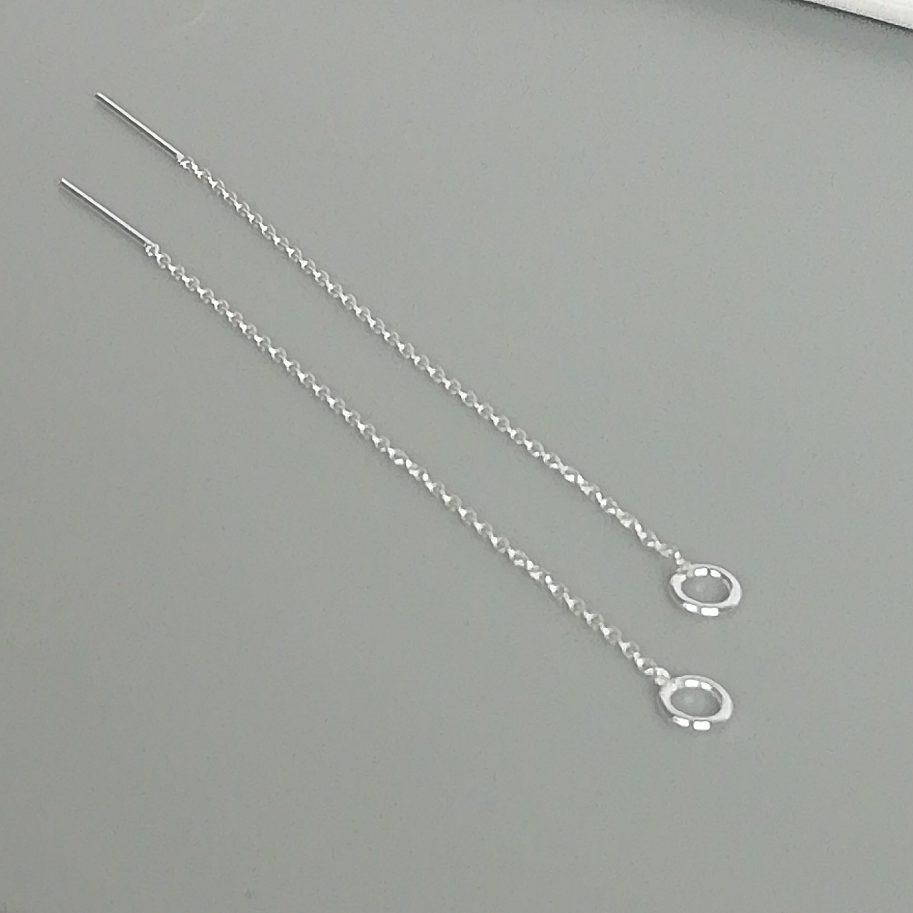 Circle ear threader Chain ear threader Sterling silver | Etsy