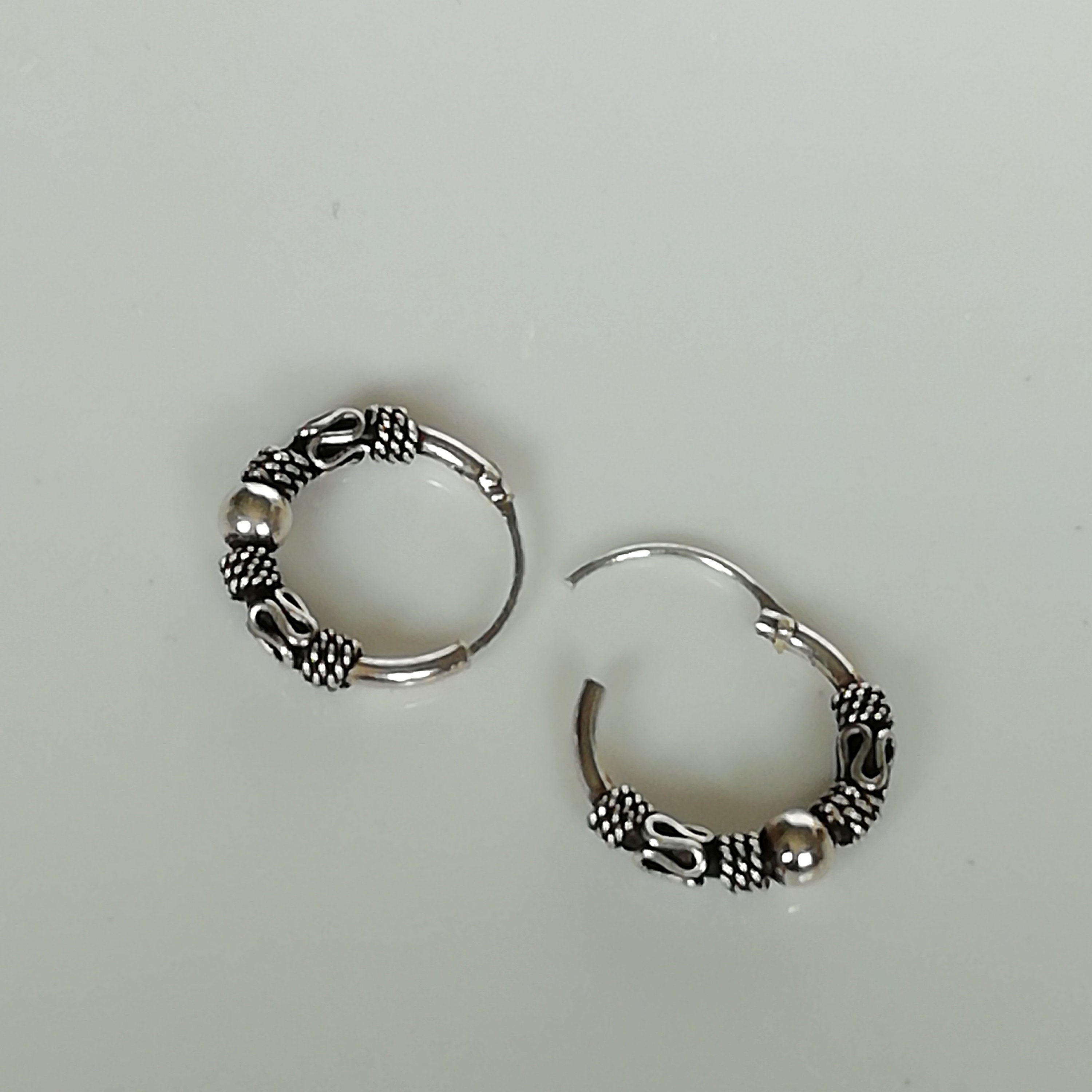 Ethnic bali hoops 12 mm silver hoops Tribal hoop earrings | Etsy