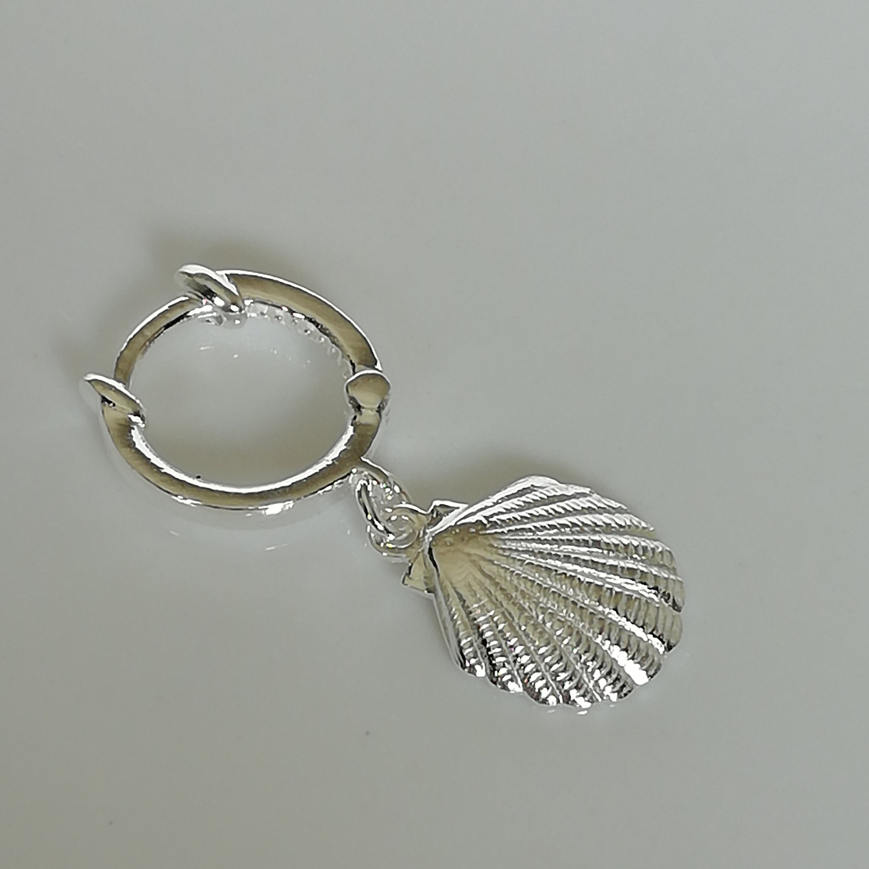 Silver hoops with sea shell charm 12 mm hoops Silver | Etsy