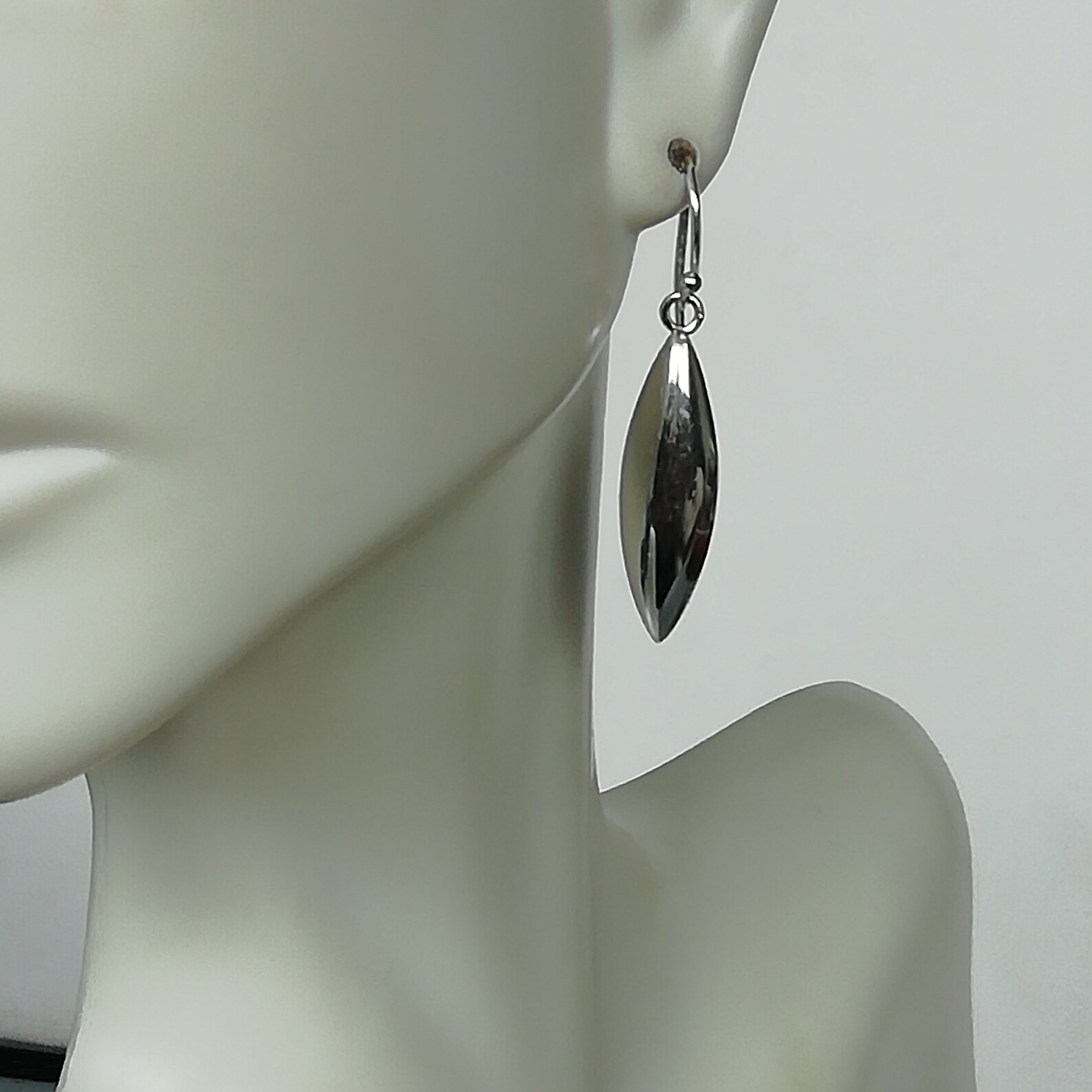 Sterling Silver Pointed Ellipse Earrings | Elegant Earrings | Long Ear ...