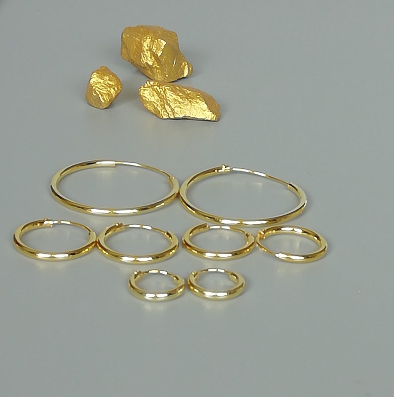 Gold hoops set Five pairs set 12 to 45mm gold plated hoops | Etsy